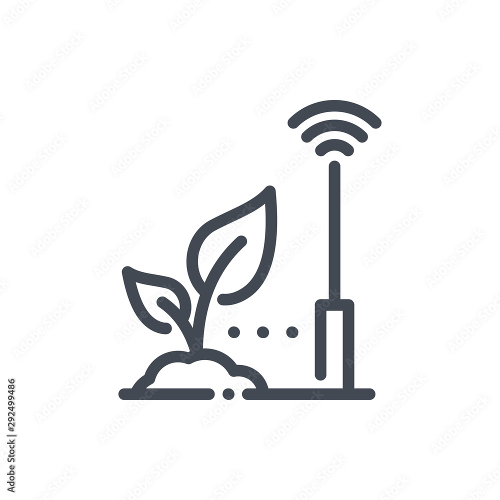 Wireless system of plant growth control line icon. Wireless plant ...