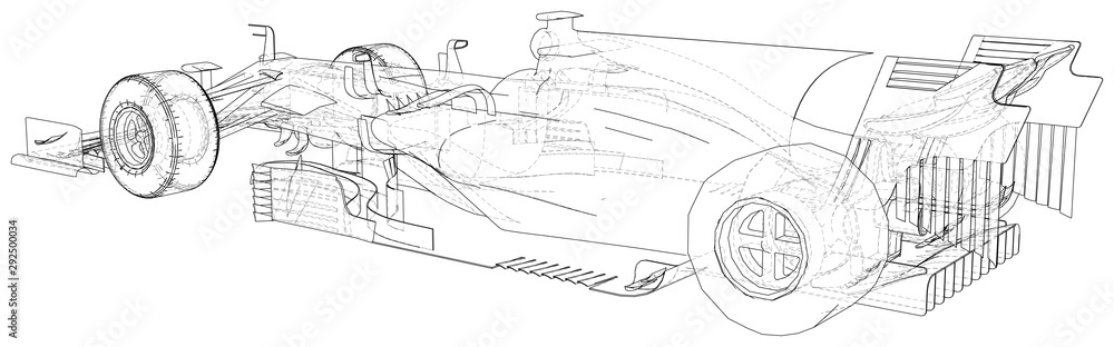 Race car. Wire-frame. EPS10 format. Vector created of 3d Stock Vector ...