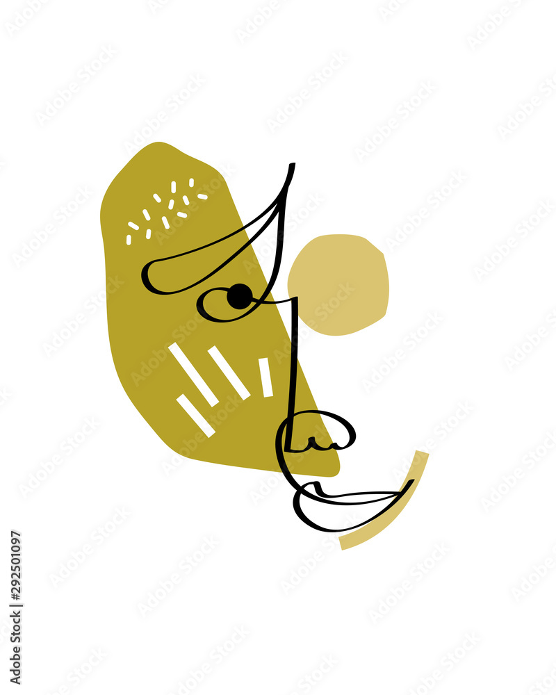 One line drawing face. Modern minimalism art, aesthetic contour ...