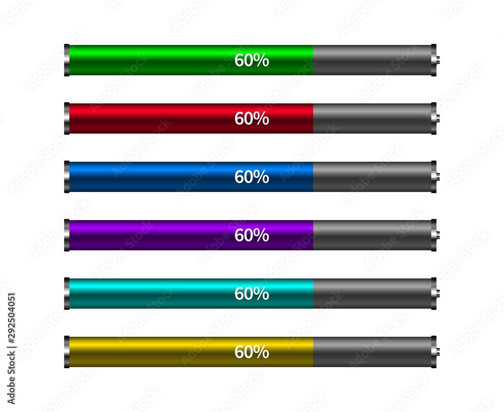 Different colors of Battery Loading progress bar. Vector concept ...