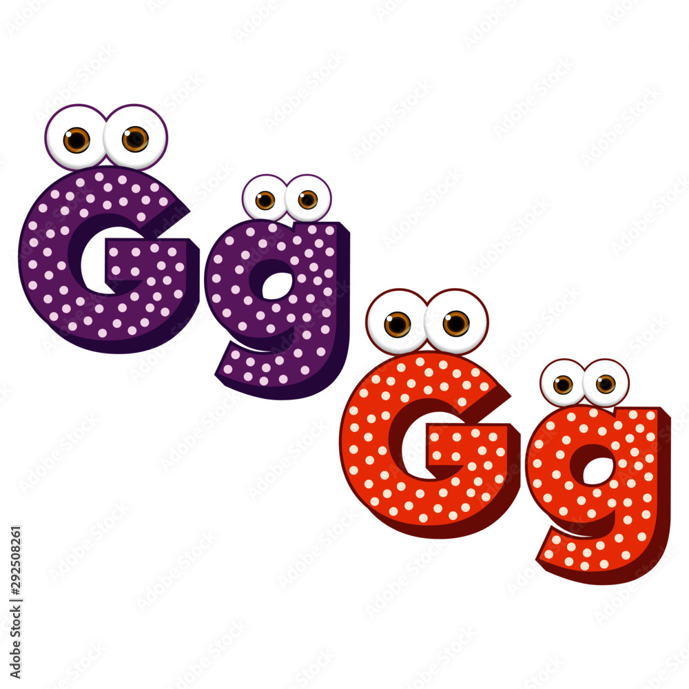 Letter G Character Capital and Small - Cartoon Vector Image Stock ...