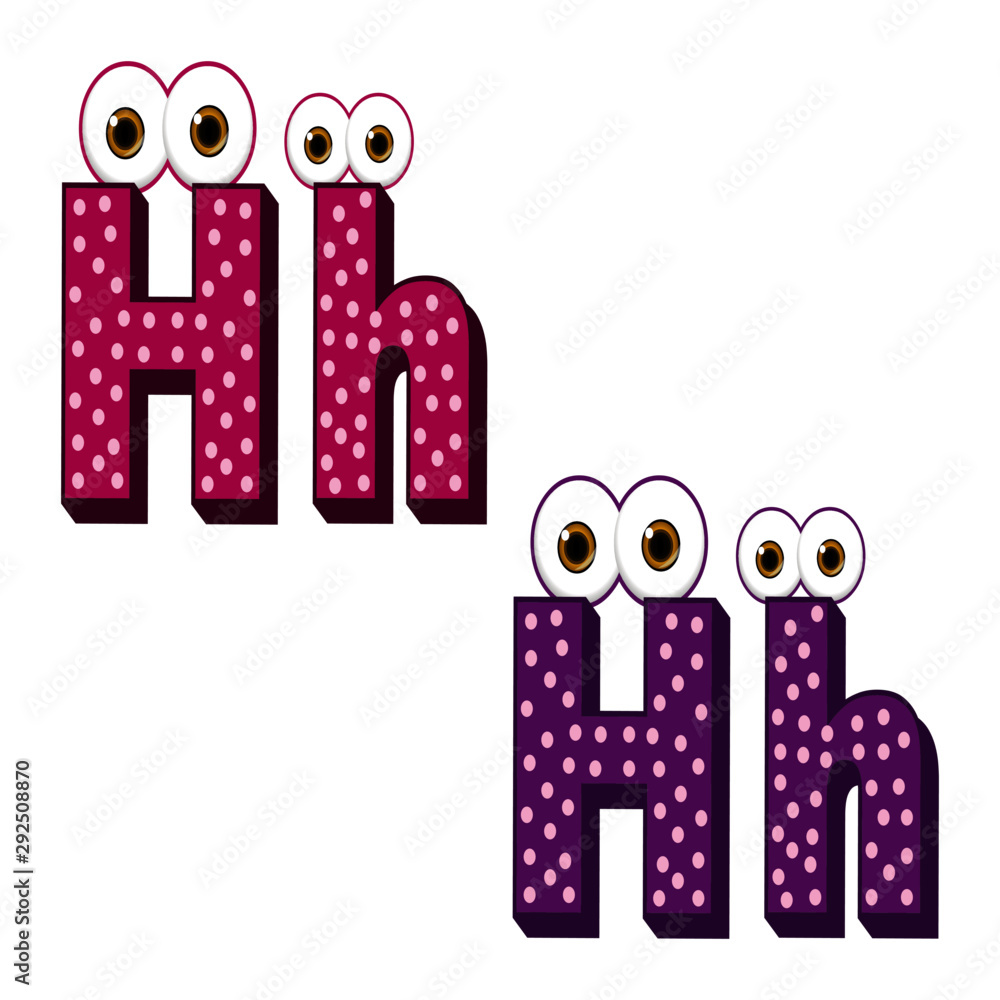 Letter H Character Capital and Small - Cartoon Vector Image Stock ...