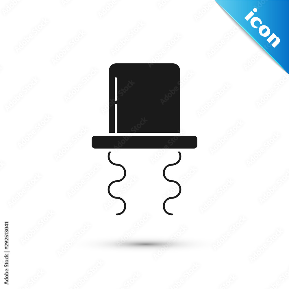 Black Orthodox jewish hat with sidelocks icon isolated on white ...