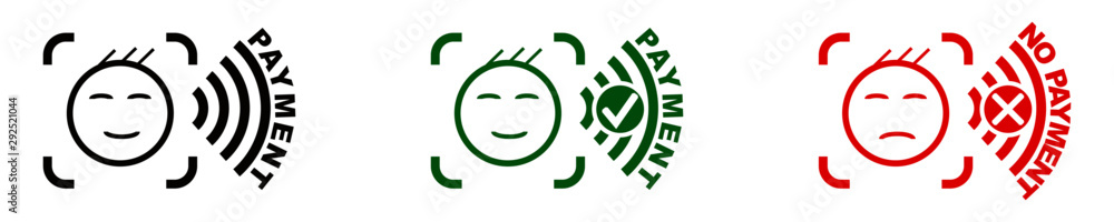 Face ID Icon Set. Facial recognition system signs. Facial Recognition ...