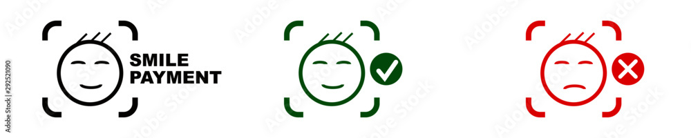 Face ID Icon Set. Facial recognition system signs. Facial Recognition ...