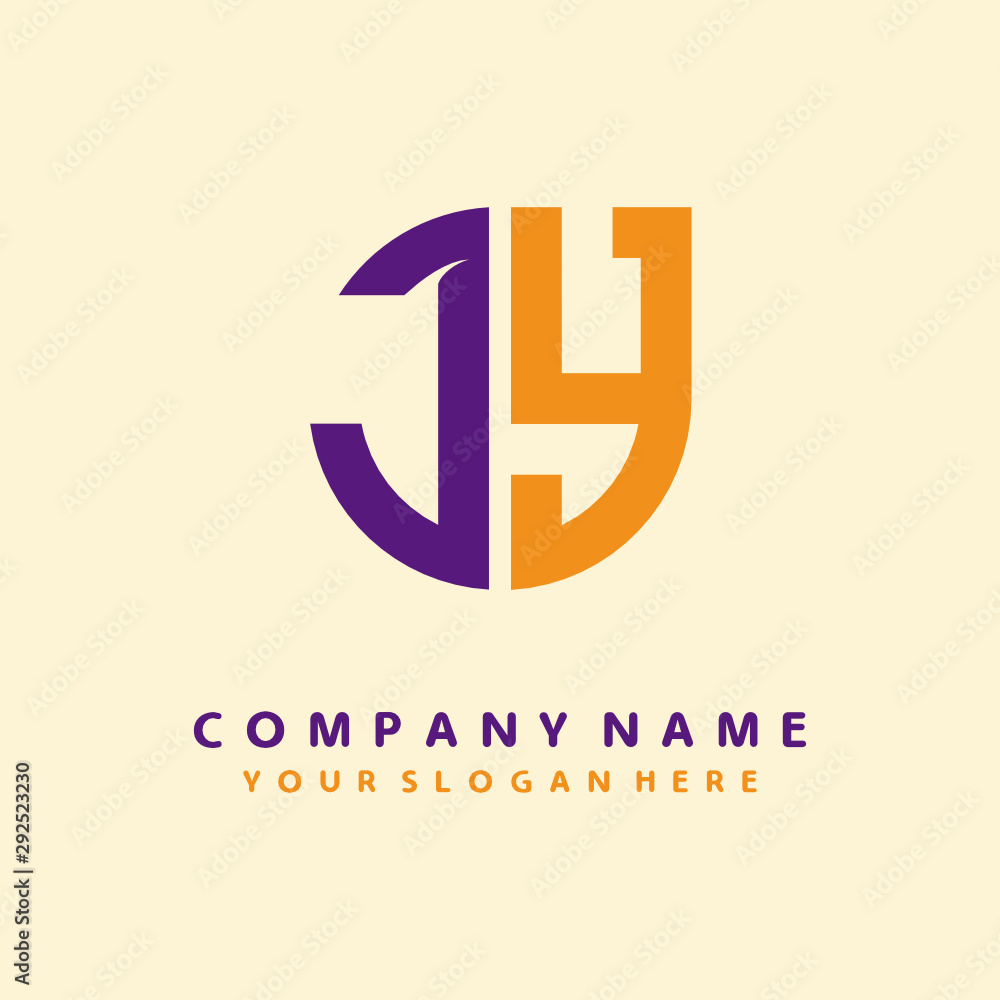 initial letter JY logo purple, orange. Monogram Vector Logo Stock ...