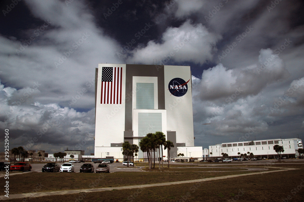 The NASA Kennedy Space Center: view of the Launch Complex. The NASA's Vehicle Assembly Building ...