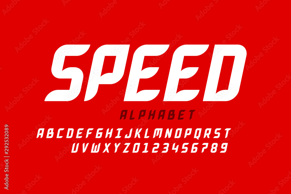 Speed style sport font, alphabet letters and numbers Stock Vector ...