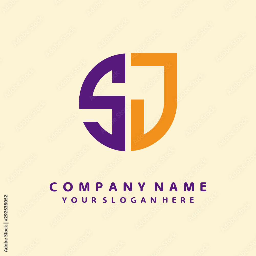 initial letter SJ logo purple, orange. Monogram Vector Logo Stock ...