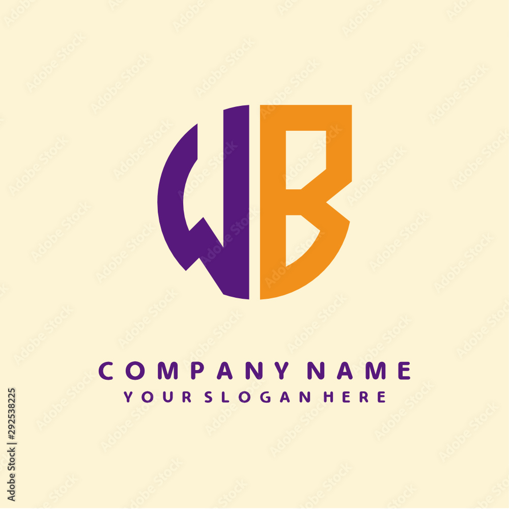 initial letter WB logo purple, orange. Monogram Vector Logo Stock ...