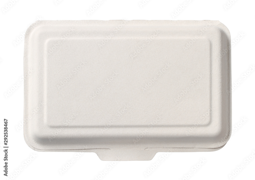 Plant fiber food box unbleached disposable top view (with clipping path ...