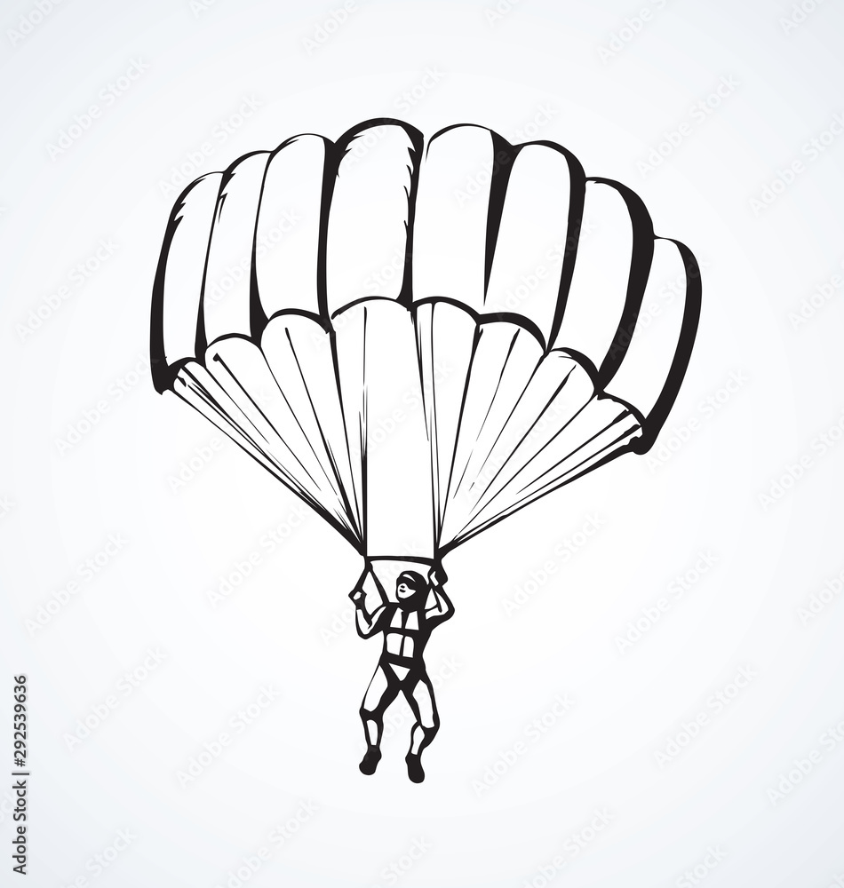 Parachutist. Vector drawing Stock Vector | Adobe Stock
