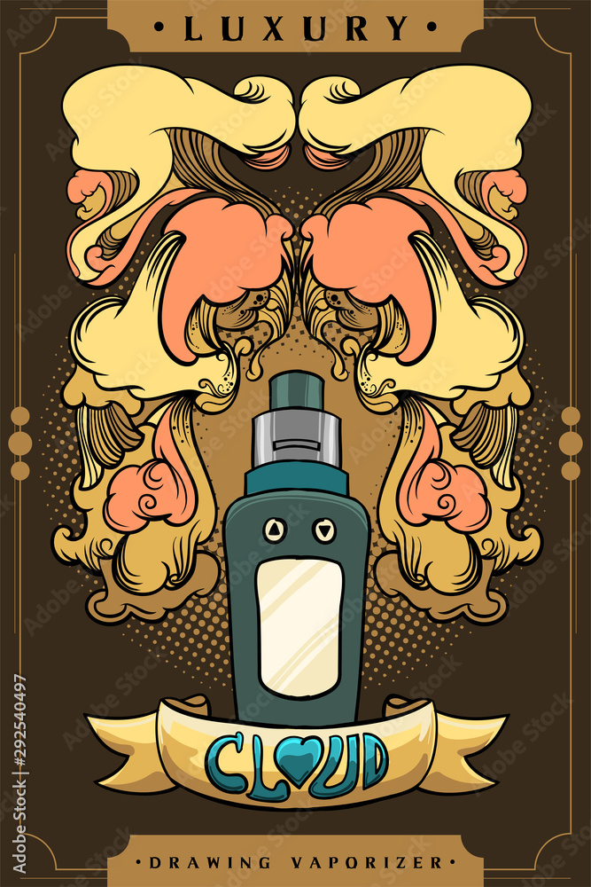 Vintage drawing vector art of Vaporizer, retro colors by golden scheme ...