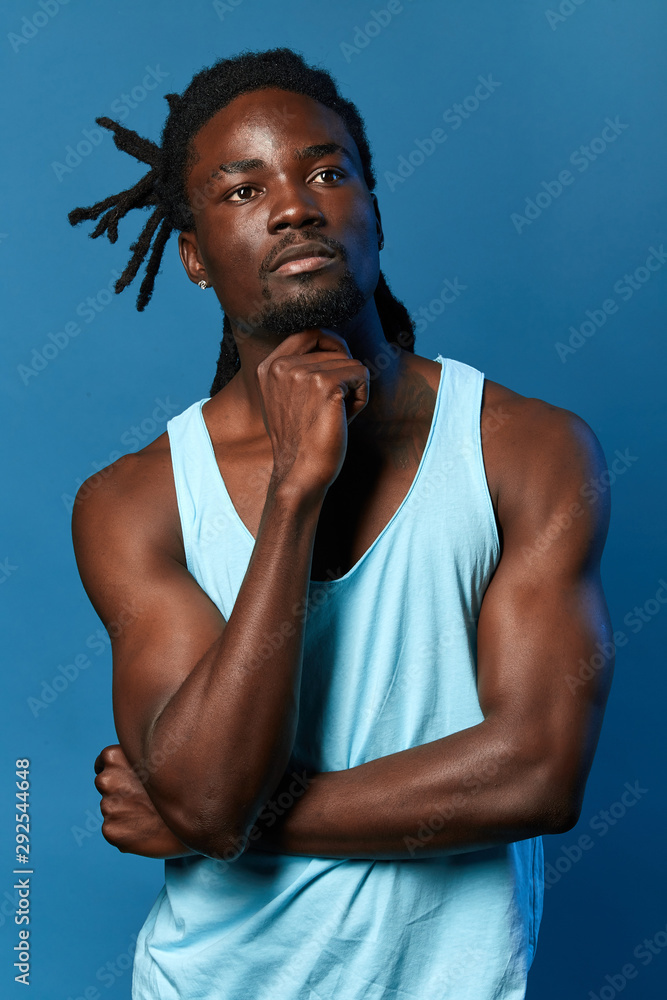 strong muscular dancer making up a performance, movements, repper ...