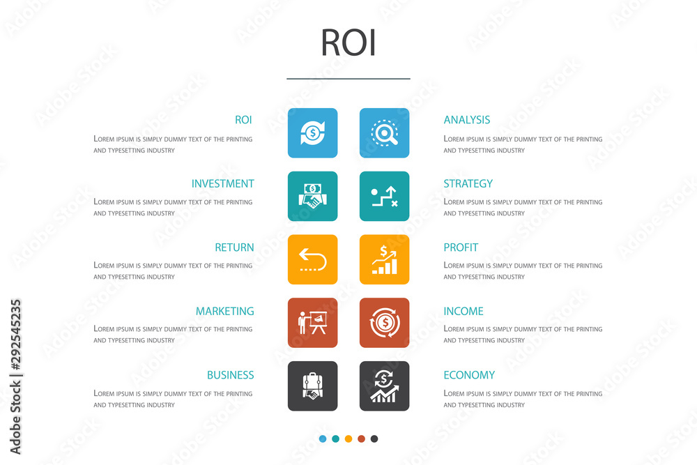 ROI Infographic 10 option concept. investment, return, marketing ...
