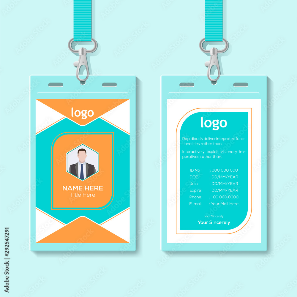 Clean and Modern Employee ID Card Design Template Stock Vector | Adobe ...