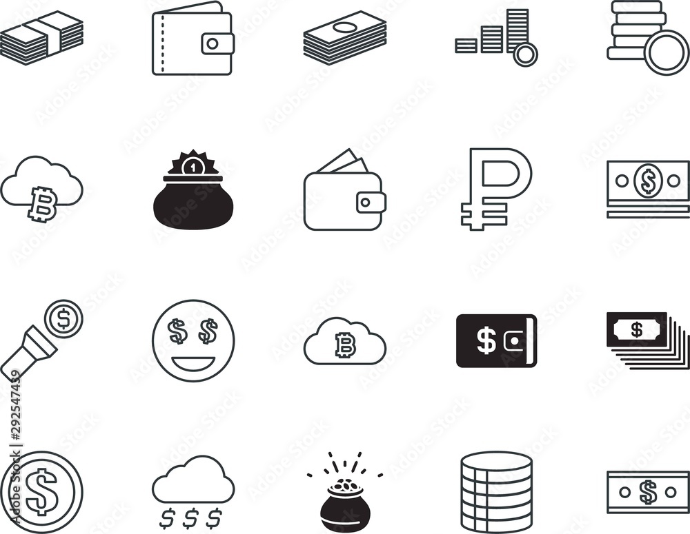 cash vector icon set such as: store, cute, emoji, metal, expression ...