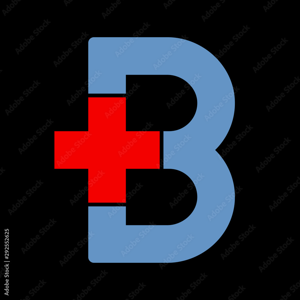 Letter b with plus symbol. Flat and isolated. Stock Vector | Adobe Stock