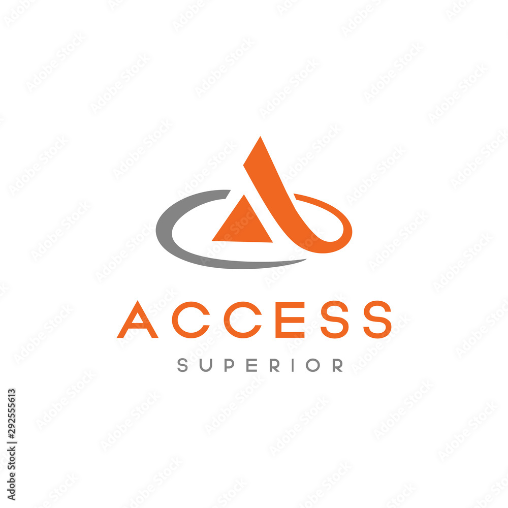 Illustration of a modern abstract letter A sign with a circular line ...