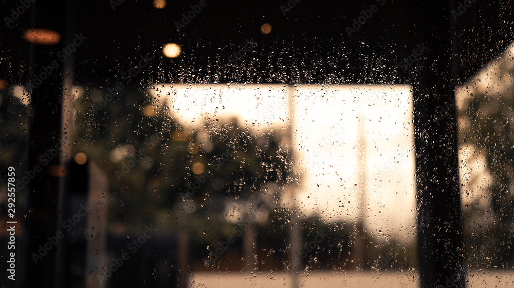Water drop on window, blur nature background with condensation, high ...