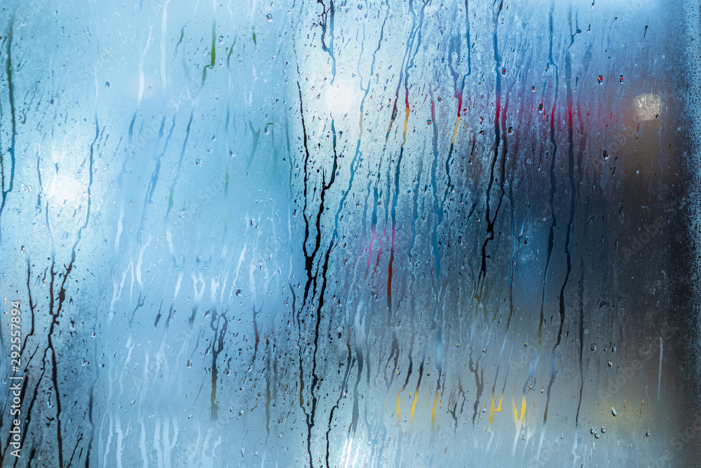 Water drop on window, blur nature background with condensation, high ...