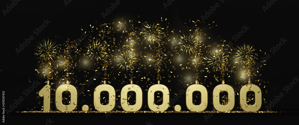ten million followers or prize black background 3D rendering Stock ...
