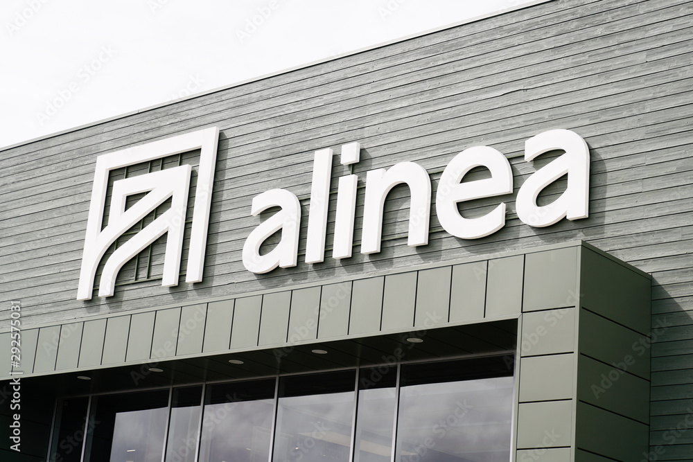 Sign shop logo Alinea french store interior decoration Stock Photo ...