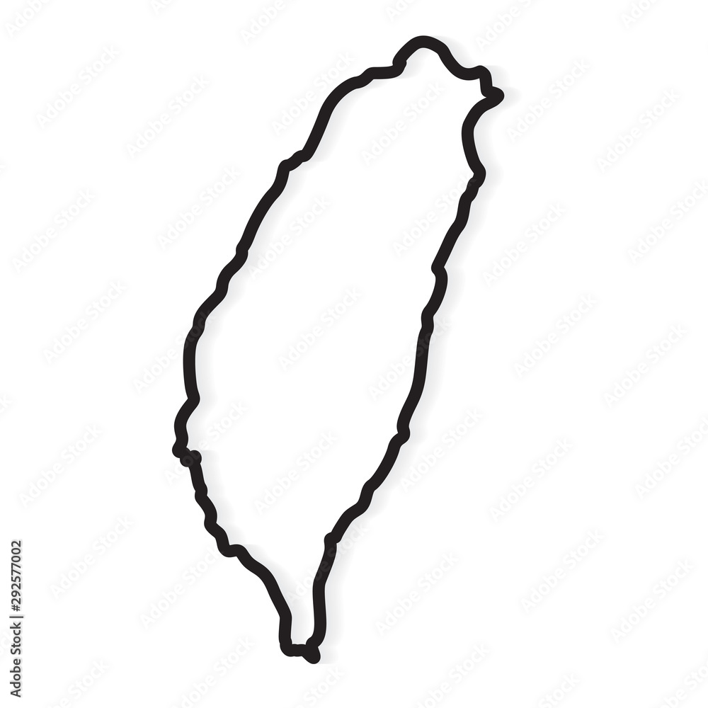 black outline of Taiwan map- vector illustration Stock Vector | Adobe Stock