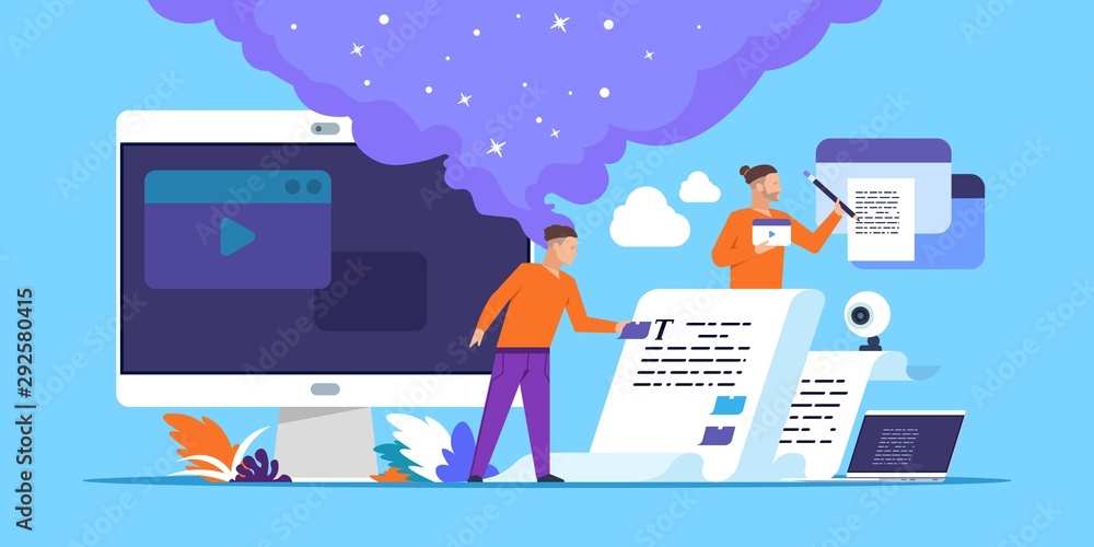 Copywriting. Blog content making with cartoon people characters ...