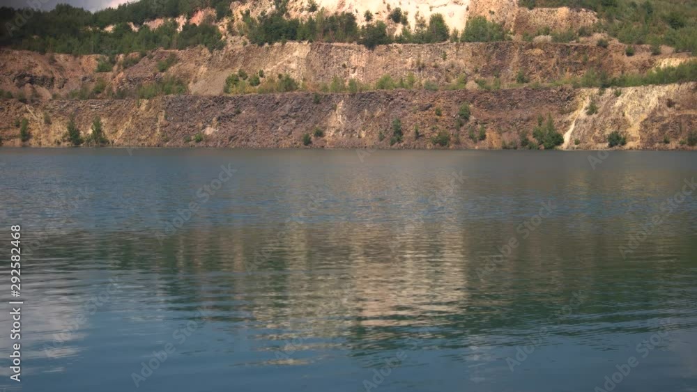 Beautiful landscape of lake in quarry on summer day. Beautiful quarry ...