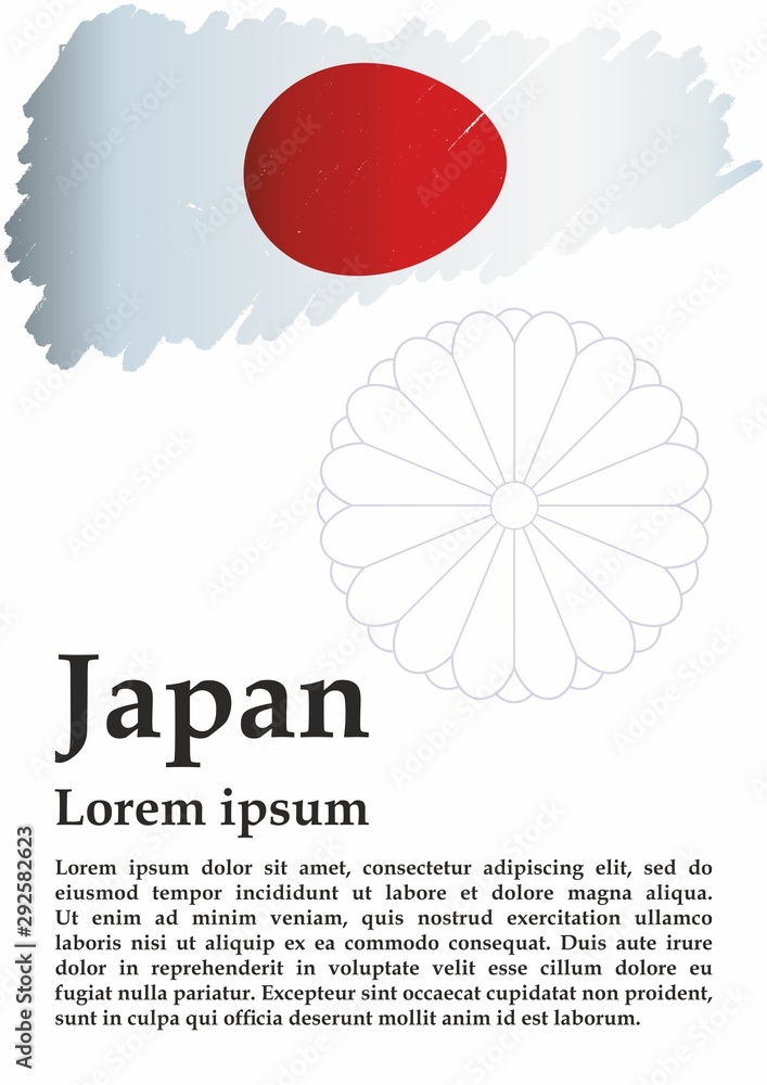 Flag of Japan, Land of the Rising Sun. Template for award design, an ...