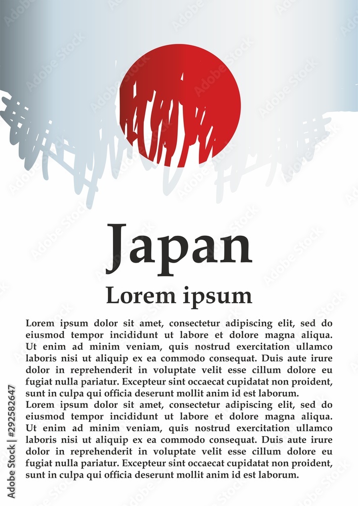 Flag of Japan, Land of the Rising Sun. Template for award design, an ...
