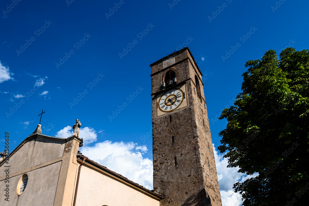 old church in val di cembra, view of the facade of an old church in val ...