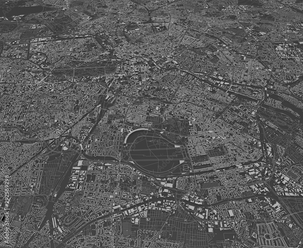 Satellite map of Berlin and surrounding areas, Germany. Map roads, ring ...