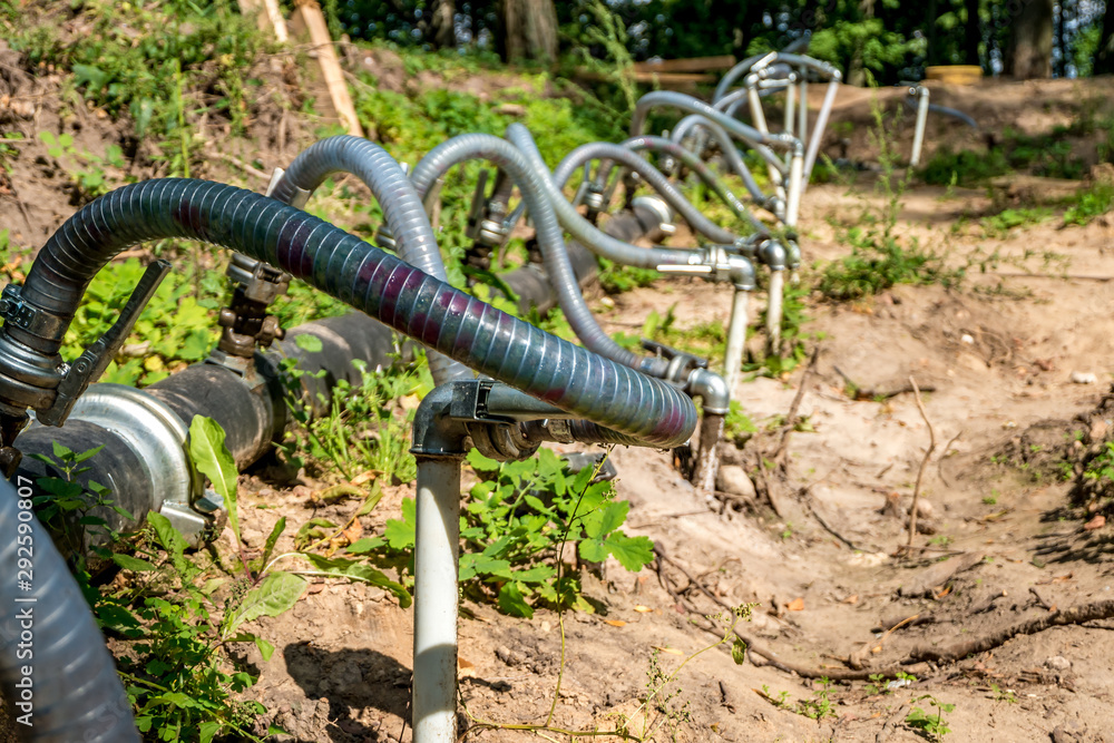 pumping station. groundwater drainage system pumps water out of the ...