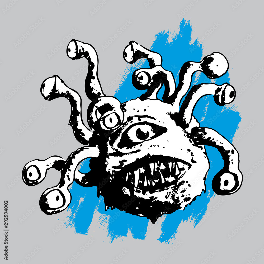 Vector illustration with Hand draw dnd beholder Stock Vector | Adobe Stock