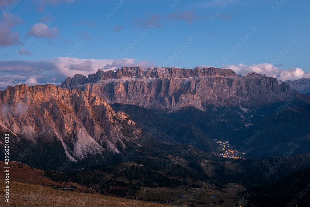 Beautiful Seceda mountains and stunning views of the Odle Mountains and ...