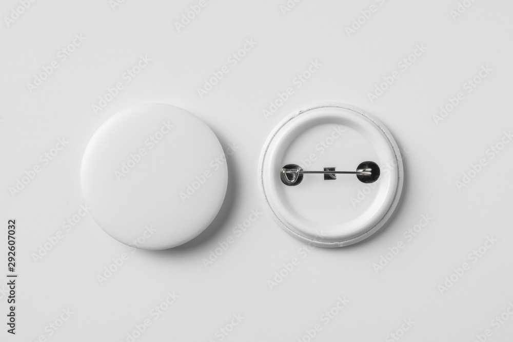 top view of white badge isolated on background Stock Photo | Adobe Stock