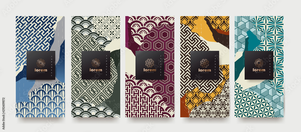 Vector set packaging templates japanese of nature luxury or premium ...