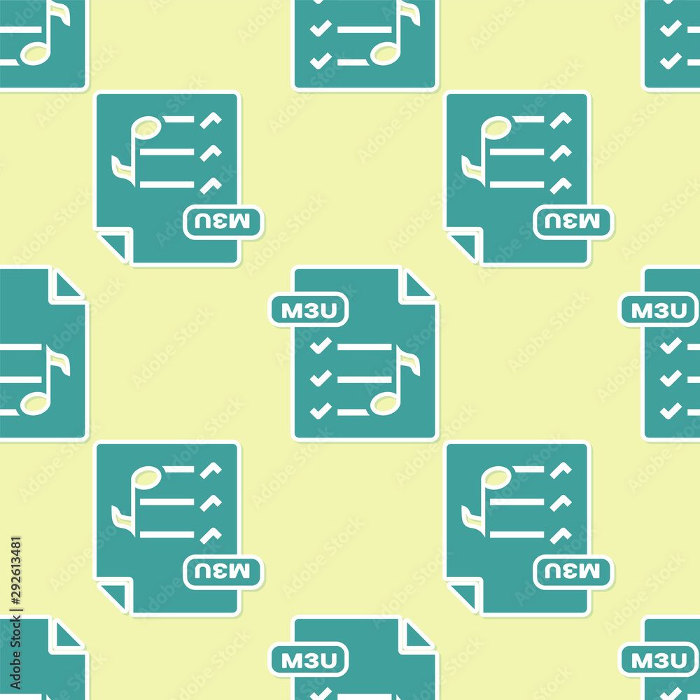 Green M3U file document. Download m3u button icon isolated seamless ...