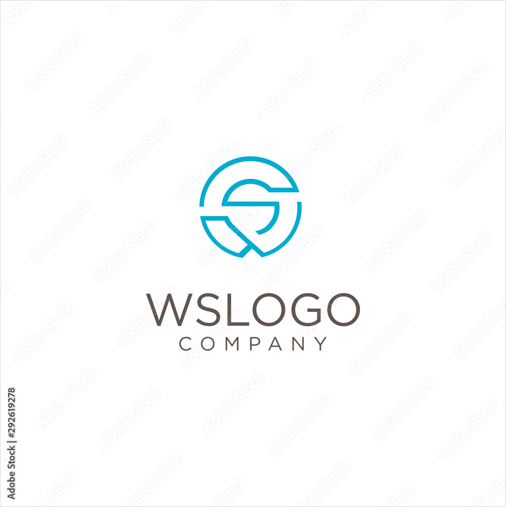 Initials Monogram Round Letter W S WS SW logo design Shape Circle Stock ...
