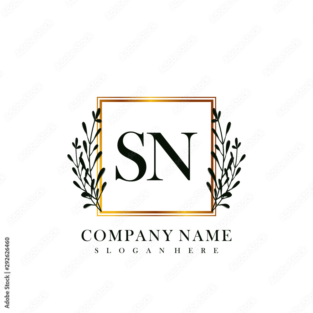 Initial letter SN beauty vector handwriting concept logo Stock Vector ...