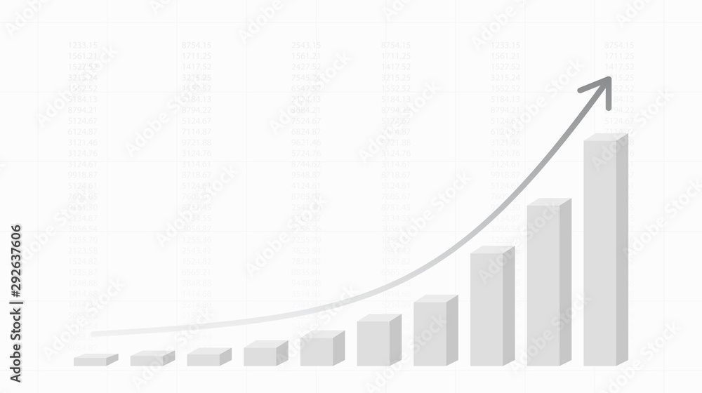 Abstract financial chart with uptrend line 3d graph and arrow in stock ...