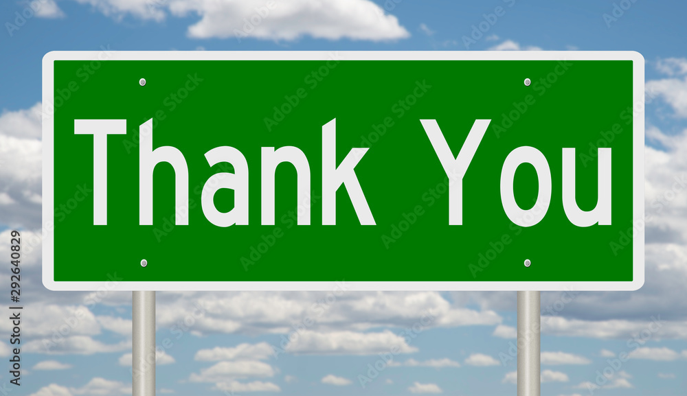 Rendering of a green road sign for Thank You Stock Illustration | Adobe ...