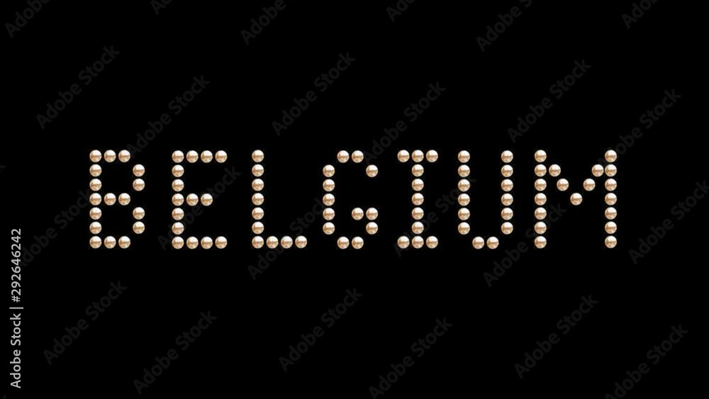 Belgium Country name Text sign title Loop animation bulbs LED pixels ...