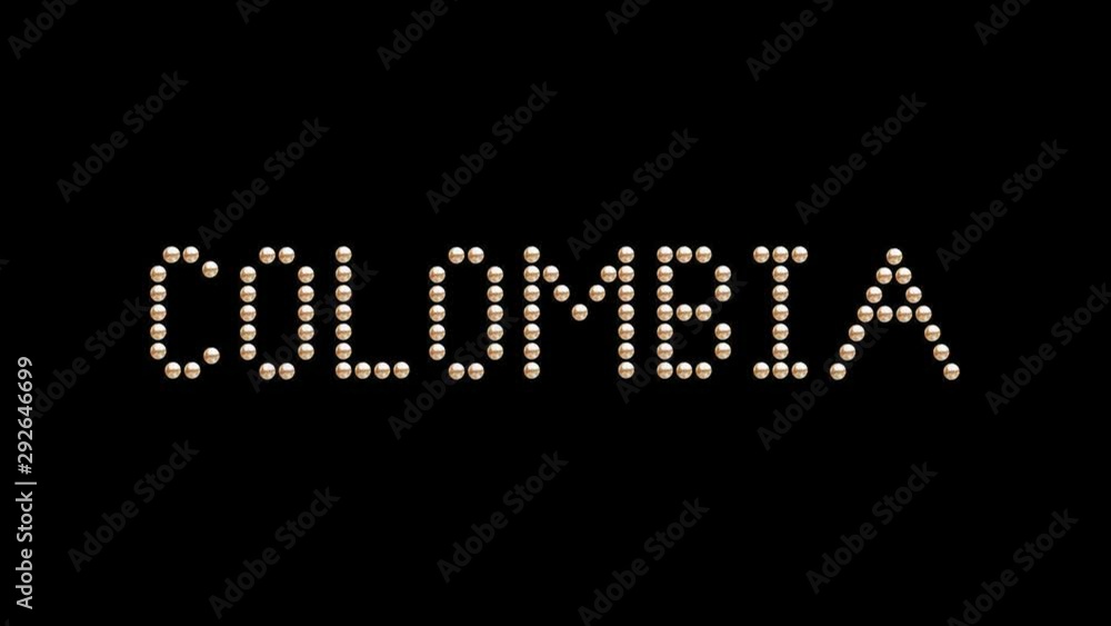 Colombia Country name Text sign title Loop animation bulbs LED pixels ...