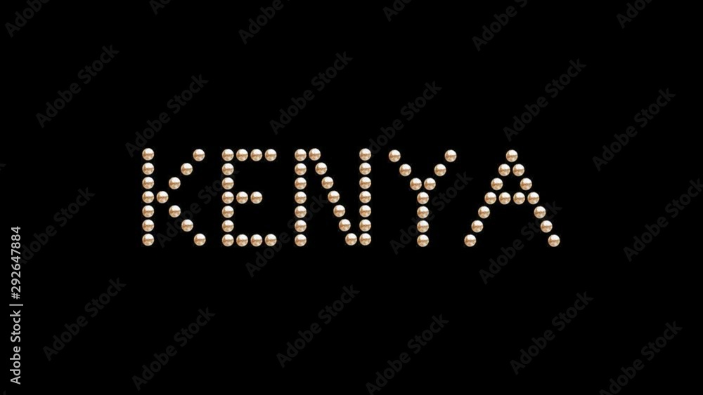 Kenya Country name Text sign title Loop animation bulbs LED pixels ...
