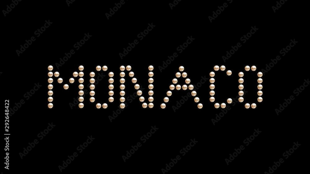 Monaco Country name Text sign title Loop animation bulbs LED pixels ...