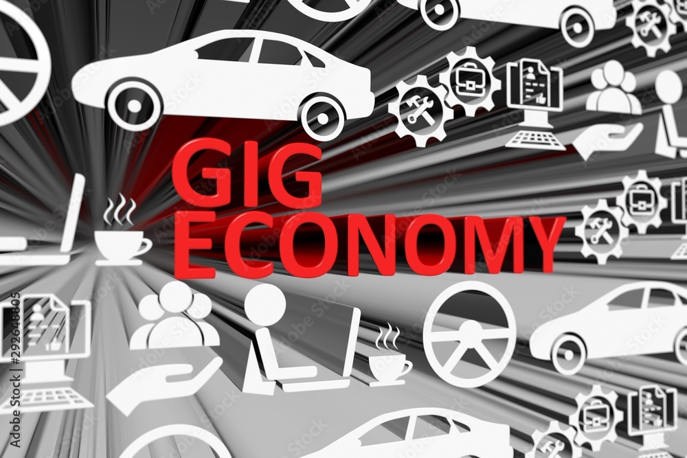 GIG ECONOMY concept blurred background 3d render illustration Stock ...