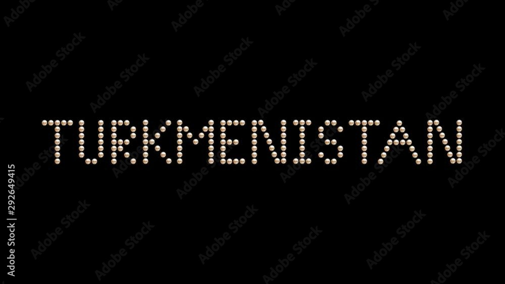 Turkmenistan Country name Text sign title Loop animation bulbs LED ...